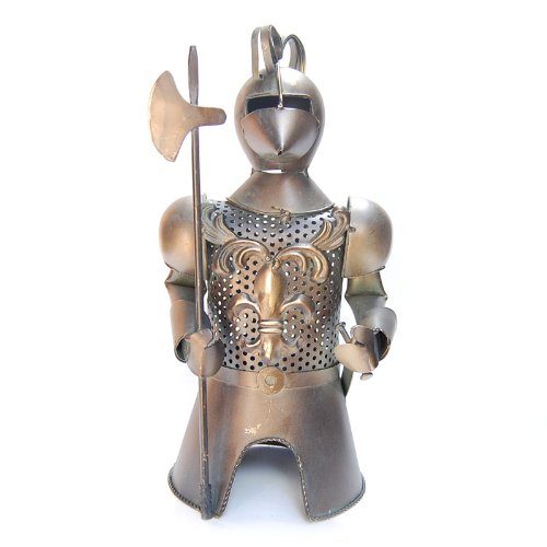 Metal Medieval Knight Armor with Axe and Sword Bottle Cover, Wine ...